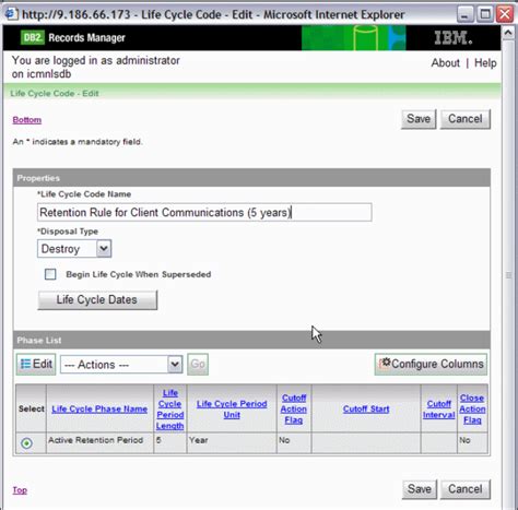 Creating A Life Cycle Code Working With IBM Records Manager Book