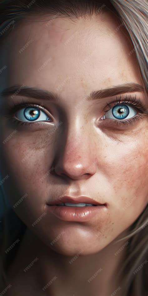 Premium Ai Image A Girl With Blue Eyes Looks At The Camera