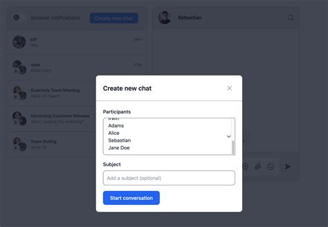 how to add a ‘create new chat button in talkjs