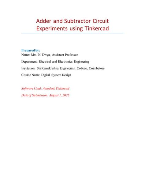 Design Of Adder And Subtractor Circuits Pdf