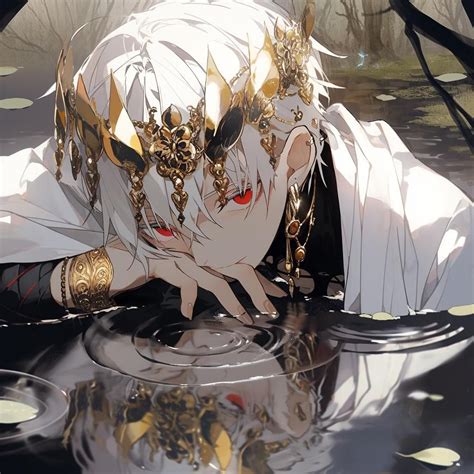 An Anime Character Laying On The Ground With Her Head Down And Eyes Closed Surrounded By Water
