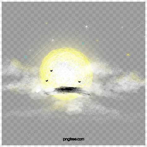 둥근 달 일러스트 행성 별이 빛나는 하늘 밤하늘 일주 Png 일러스트 무료 다운로드 Lovepik