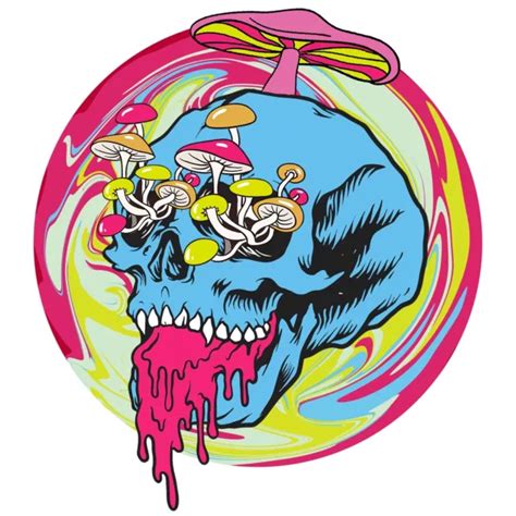 Dopasticker Blue Skull Sticker Shrooms Mushroom Psychedelic Art Trippy