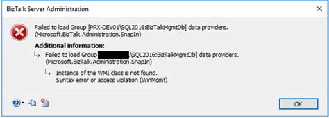Certificate Biztalk 2016 Server Administration Instance Of The Wmi