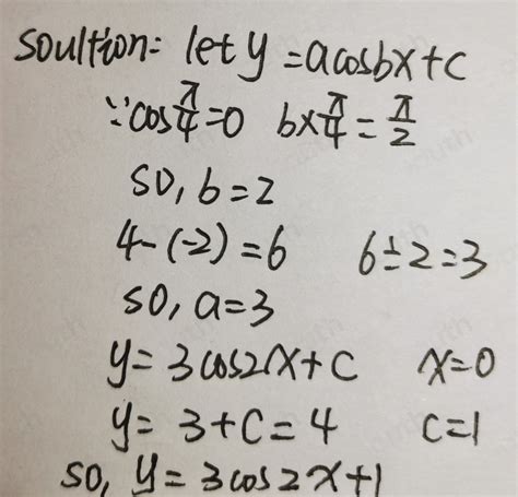 Solved Write The Equation Of The Trigonometric Graph X Math