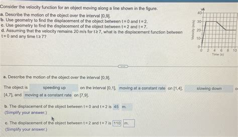 Solved Consider The Velocity Function For An Object Moving Chegg