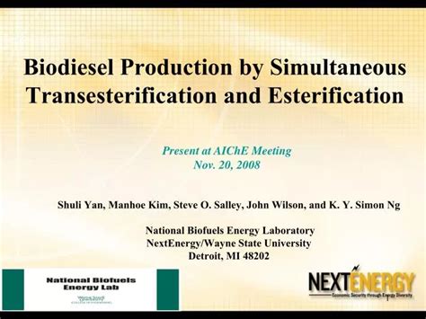 Ppt Biodiesel Production By Simultaneous Transesterification And Esterification Powerpoint