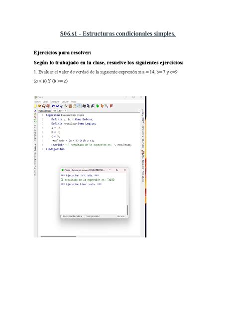 Algoritmo Smna 6 Tarea S06 Estructuras Condicionales Simples