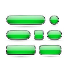 Colored Buttons With Chrome Frame Round Glass Vector Image
