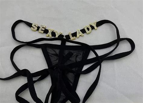 Custom G String Thong With Gold Or Silver Rhinestones Charms For Names Personalized Letter