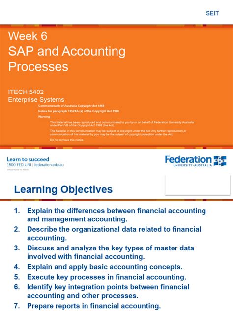 Itech5402 Lecture Week 6 Sap Erp And Accounting Process Pdf