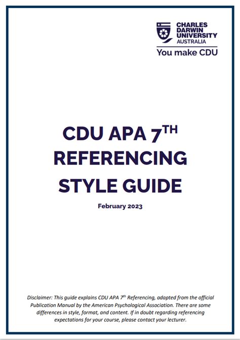 Cdu Apa 7th Referencing Style Guide Design Talk
