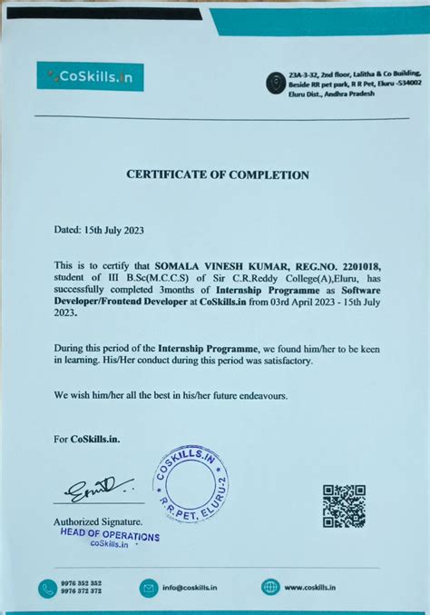 Vinesh Kumar On Linkedin Intership On Front End Development