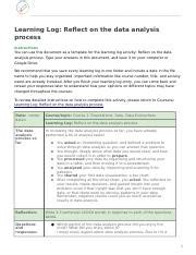 Learning Log Template Reflect On The Data Analysis Process Docx Learning Log Reflect On The