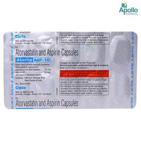 Atorlip Asp 10 Capsule 10s Price Uses Side Effects Composition
