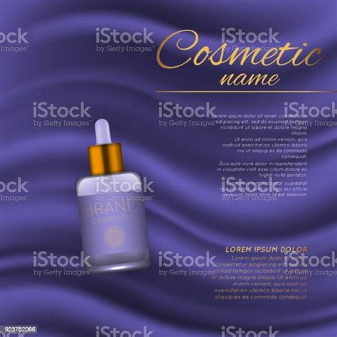 벡터는 부드러운 실크 배경에 3d 화장품 그림 아름다움 현실적인 화장품 제품 디자인 서식 파일입니다 3차원 형태에 대한 스톡 벡터 아트 및 기타 이미지 Istock