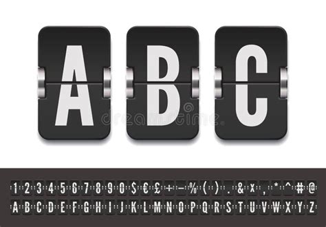Black Airport Terminal Mechanical Scoreboard Font With Numbers And