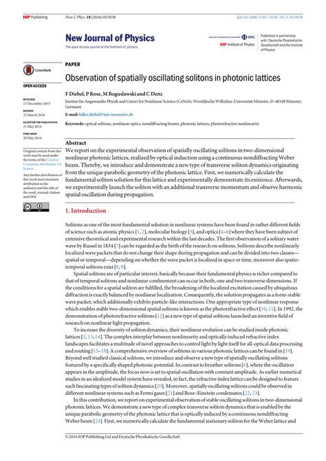 Pdf Observation Of Spatially Oscillating Solitons In Photonic Lattices