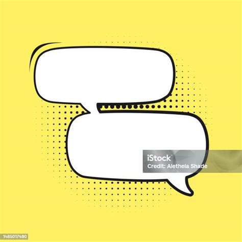 노란색 배경에 검은색 하프톤 그림자가 있는 복고풍 빈 만화 말풍선 여러 대화 대화 템플릿입니다 벡터 일러스트레이션 텍스트 프레임