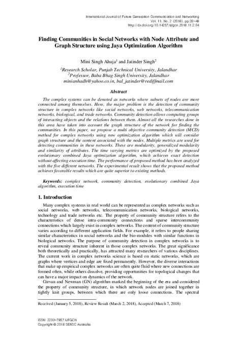 Pdf Finding Communities In Social Networks With Node Attribute And Graph Structure Using Jaya