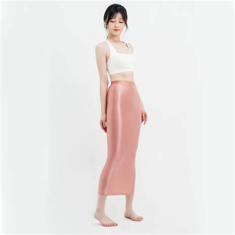 Lara Apricot Glossy Maxi Skirt Satinylust