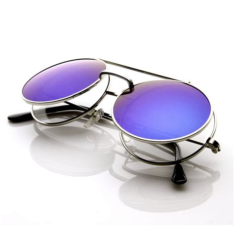 Steampunk Vintage Retro Round Flip Up Frame Sunglasses Zerouv