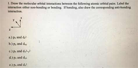 Solved 1 Draw The Molecular Orbital Interactions Between Chegg Com