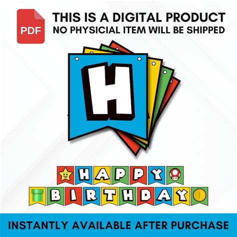 Video Game Birthday Banner Printable ‘happy Birthday Sign Instant