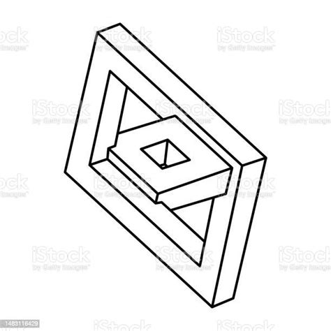 Geometric Figures Impossible Shape Web Design Element Optical Illusion Object Escher Style Line