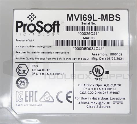 New Prosoft Mvi69l Mbs Communication Module 5vdc Plc Toolbox Supply