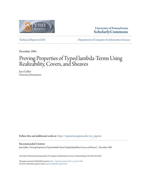 Pdf Proving Properties Of Typed Lambda Terms Using Realizability