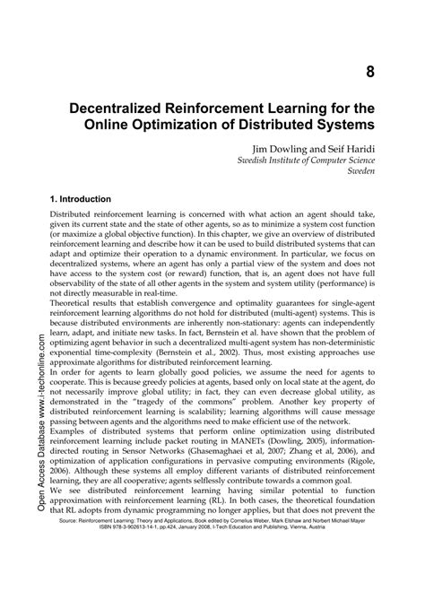 Pdf Decentralized Reinforcement Learning For The Online Optimization Of Distributed Systems