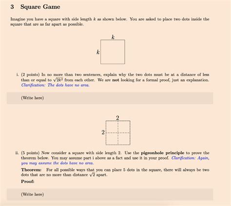 Solved 3 Square Game Imagine You Have A Square With Side Chegg Com
