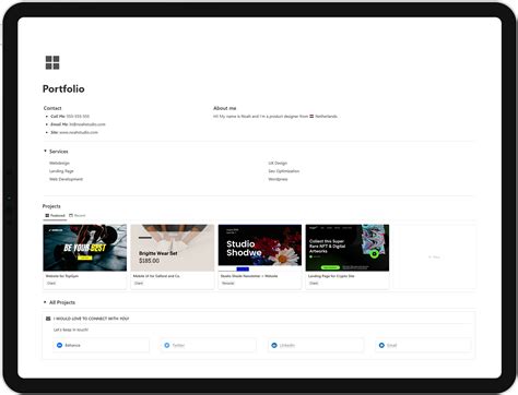 notion portfolio free notion template download