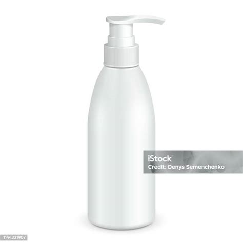 젤 거품 또는 액체 비누 분배기 펌프 플라스틱 병 화이트 고립 된 흰색 배경에 제품을 모의 디자인을 위한 준비 제품 포장 벡터 Eps10 3차원 형태에 대한 스톡 벡터 아트