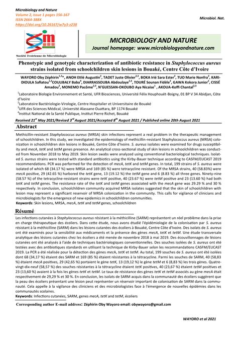 Pdf Phenotypic And Genotypic Characterization Of Antibiotic Resistance In Staphylococcus