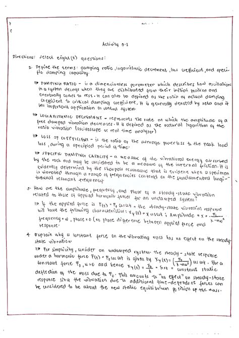 Vibration Act3 Definitions Such As Damping Ratio Logarithmic