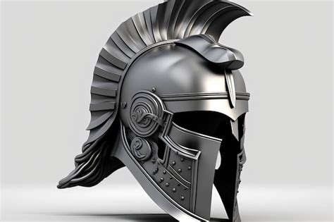 스파르타 투구 일러스트 흰색 배경 Generative Ai 프리미엄 사진
