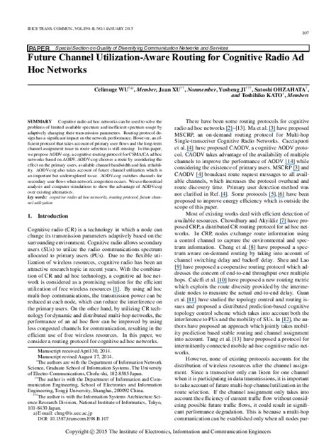 pdf aodv cog future aware routing in cr networks