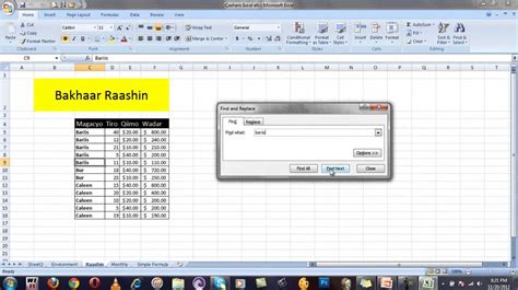 Lesson 11 Find And Replace Microsoft Excel 2007 Sahalsoftware Youtube