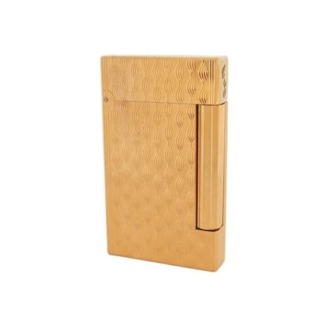 Briquet St Dupont Initial Design Vagues En Plaque Or