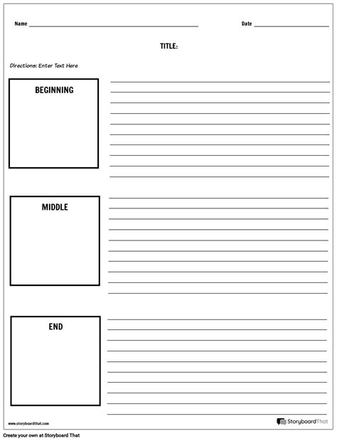 Beginning Middle End Worksheet Templates Story Sequence Chart Blank