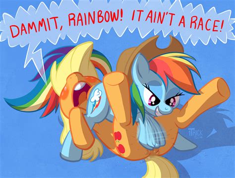 Rule 34 1trickpone 69 Applejack Mlp Blonde Hair Blue Fur Blush