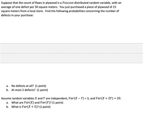 Solved Suppose That The Count Of Flaws In Plywood Is A