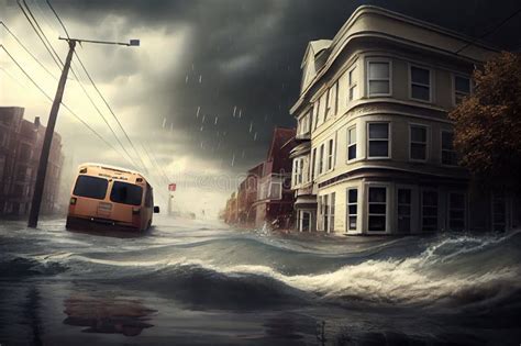 Raining Is Unprecedented Disaster In Form Of Flood Consequences Stock Illustration
