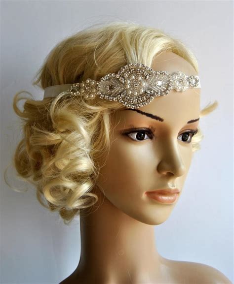 Crystal Pearls Rhinestone Flapper Gatsby Headband Wedding Headband