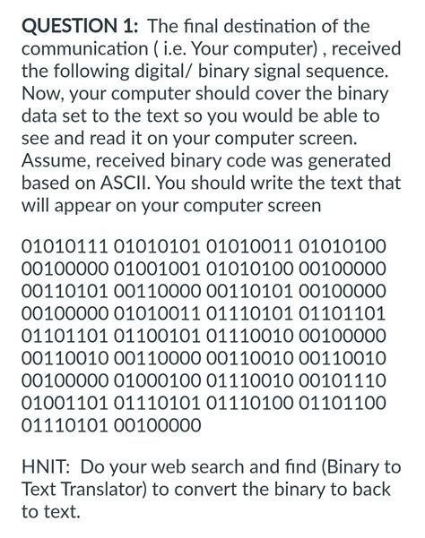 Solved Question 1 The Final Destination Of The