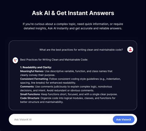 Ask Ai Questions And Get Instant Answers Visionx