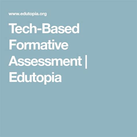 Tech Based Formative Assessment Formative Assessment Assessment