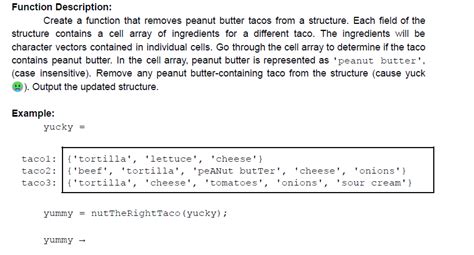 Solved Function Name Nuttherighttaco Inputs 1 Struct